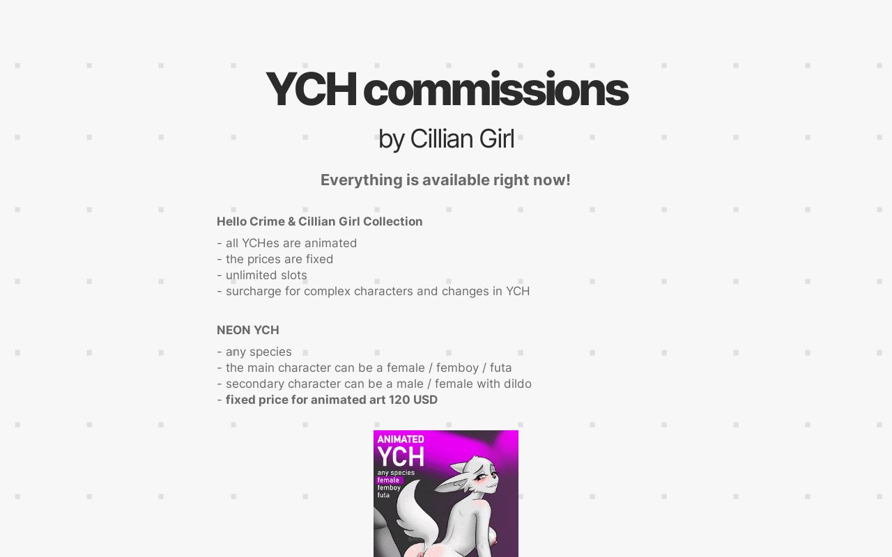 YCH commissions by Cillian Girl